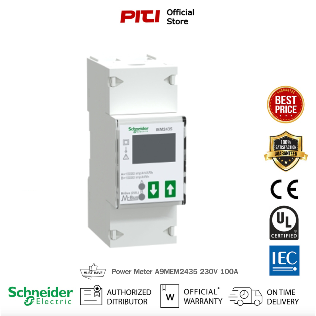 Schneider Power Meter A9MEM2435 230V 100A Acti9 modular single phase ...