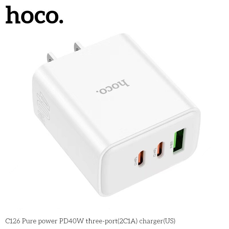 HOCO C126 อะแดปเตอร์ชาร์จโทรศัพท์มือถือ Fast charge PD40W QC3.0 USB และ ...