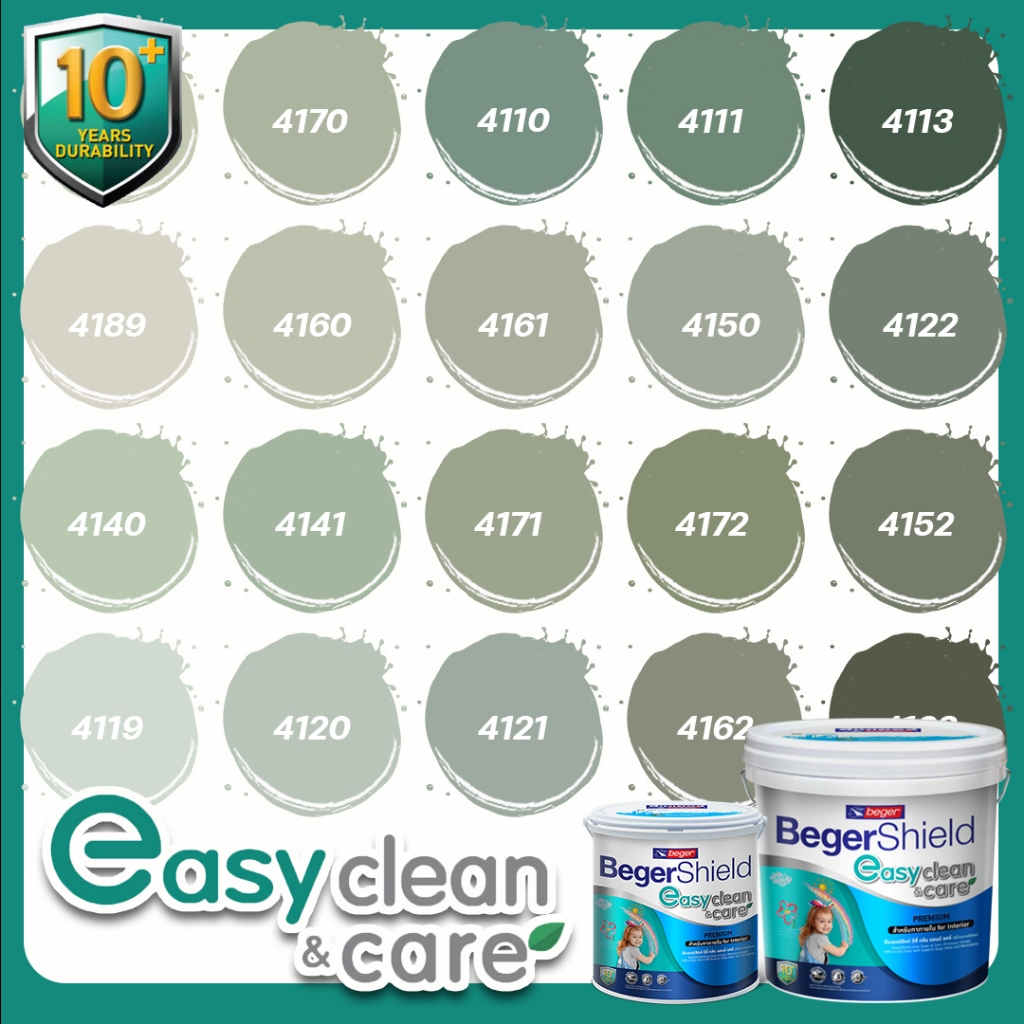 Beger easy clean & care อีซี่คลีน แอนด์แคร์ สีเขียวอมเทา กึ่งเงา 9 ลิตร ...