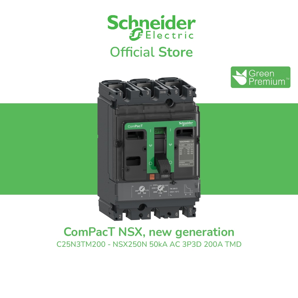 Schneider Electric เซอร์กิตเบรกเกอร์, ComPacT NSX250N, 50kA/415VAC, 3 ...