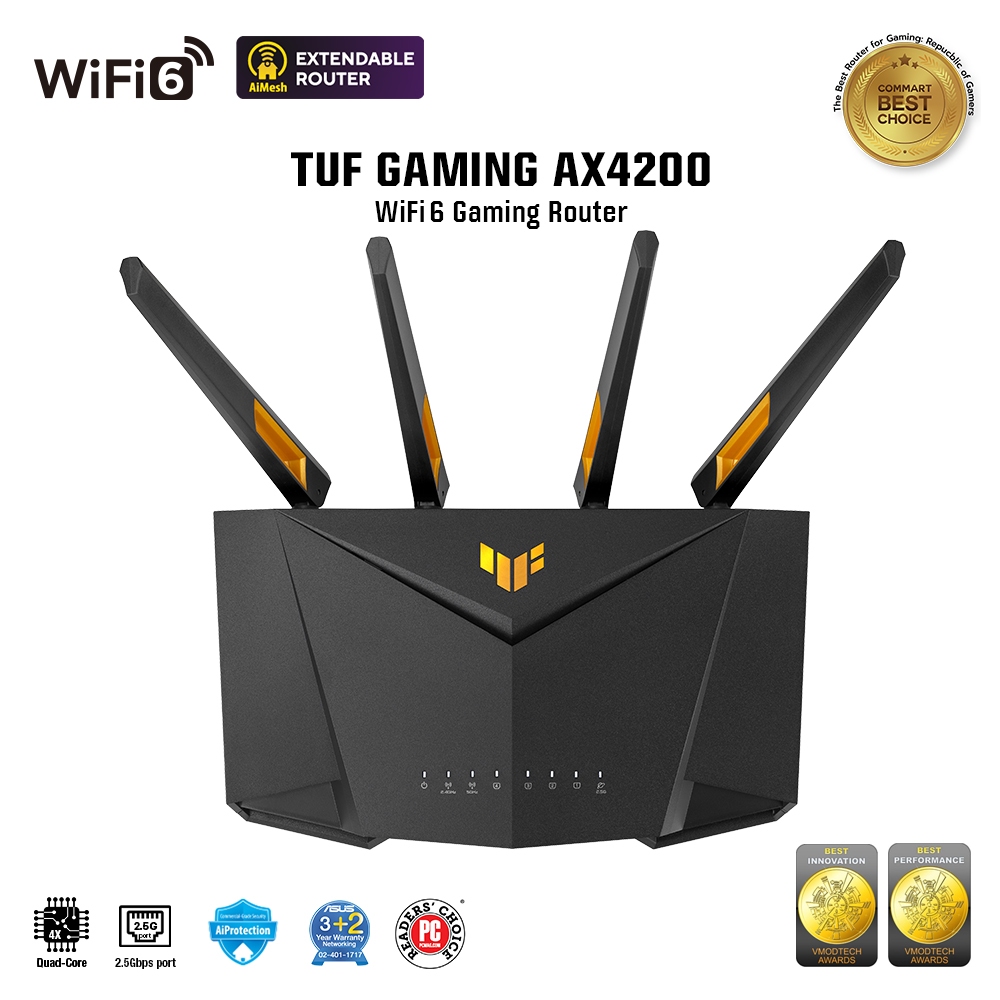 ASUS TUF Gaming AX4200 Dual Band WiFi 6 Extendable Gaming Router, 2.5G ...