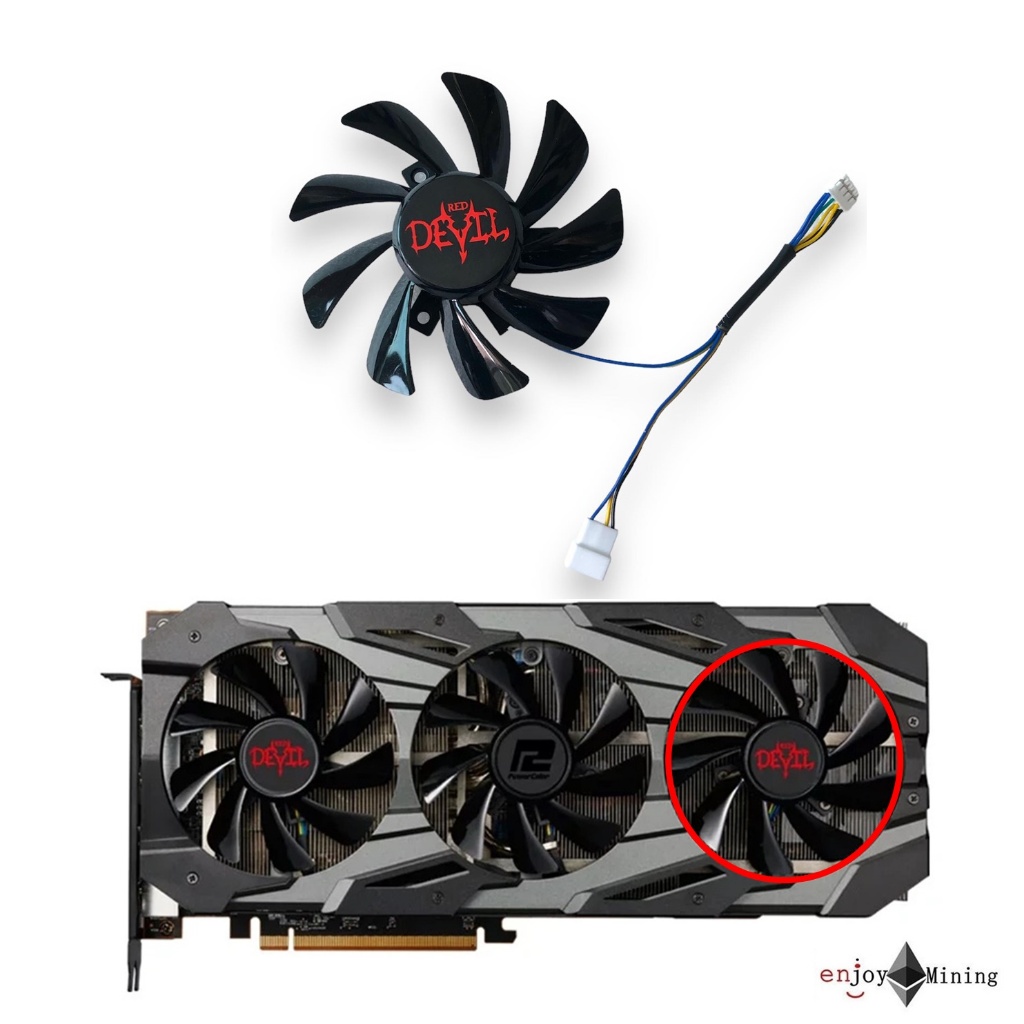 พัดลมการ์ดจอ POWERCOLOR RX5700 RX5700XT Red Devil graphics card cooling ...