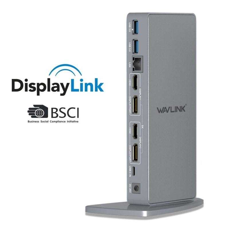 Wavlink USB C Vertical Aluminum Ultra 5K Dual 4K HD Multiple Display Universal Docking Station ...