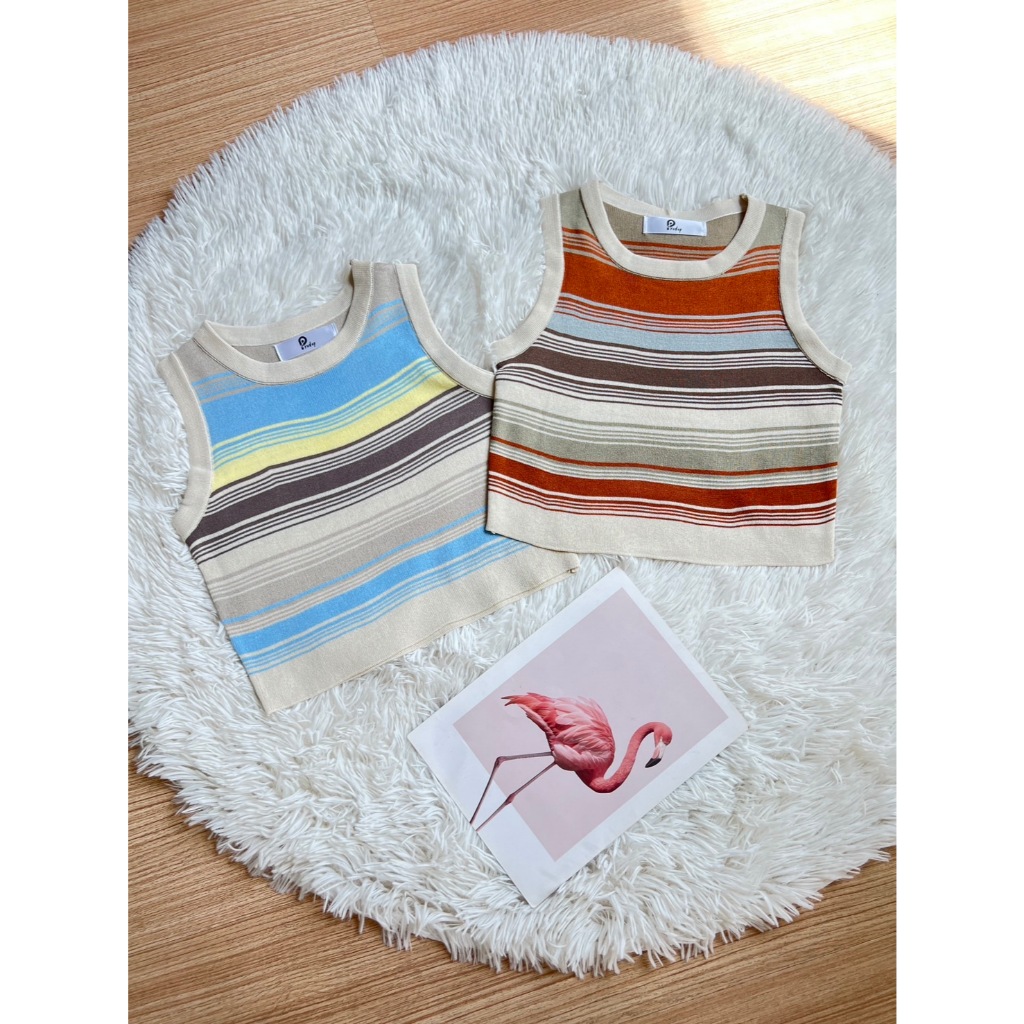 Pradap_brand:เสื้อแขนกุดลายขวาง | Shopee Thailand