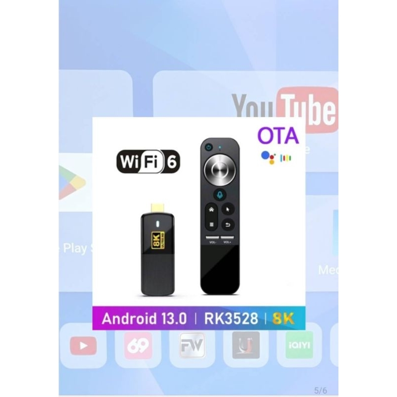 H96max M3 สมาร ์ ททีวี Stick Android 13 RK3528 8K WIFI6 การควบคุมเสียง Android stick 2GB 16GB ...
