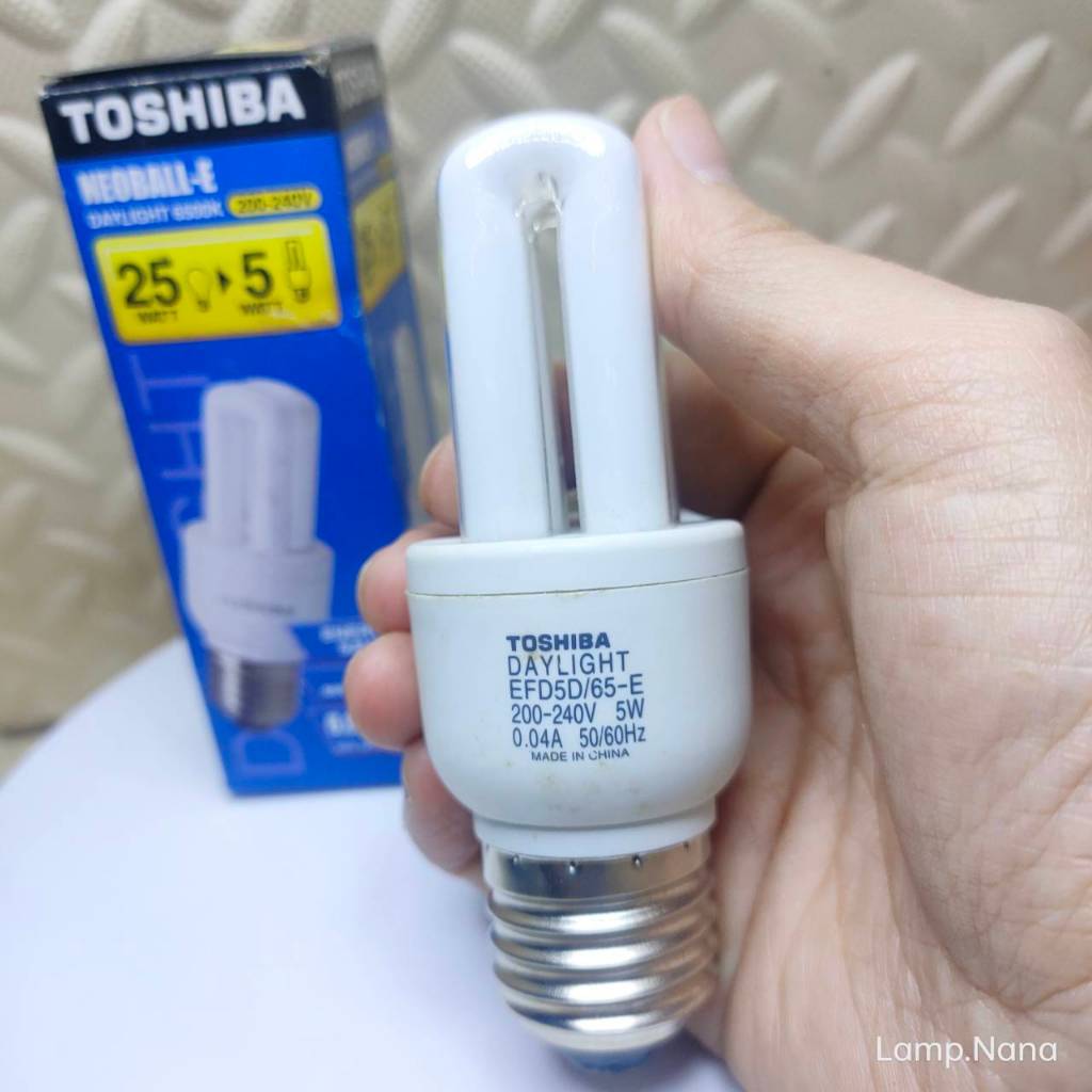 หลอดตะเกียบ 2U 5W 6500K แสงขาว E27 Toshiba ทรงสั้นๆ | Shopee Thailand