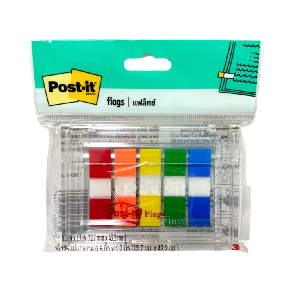 Post it Flag 0.5x1.7"5 โพสต์อิท แฟล็กซ์ 683-5C 5 สี ในกล่อง | Shopee ...