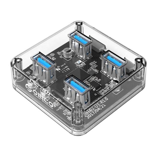 USB-C HUB (ยูเอสบีซีฮับ) ORICO 4-PORT CLEAR USB 3.0 HUB (TRANSPARENT ...