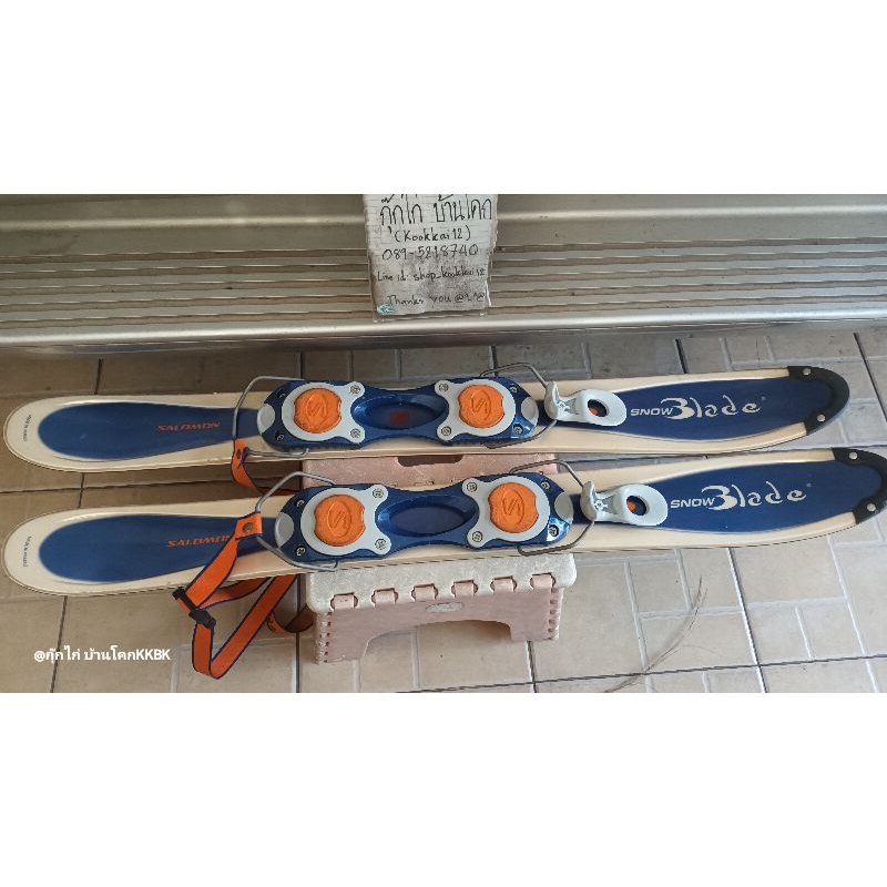 Salomon SNOWBLADE Trick skis 89cm w Salomon adj bindings w/ leashes ...