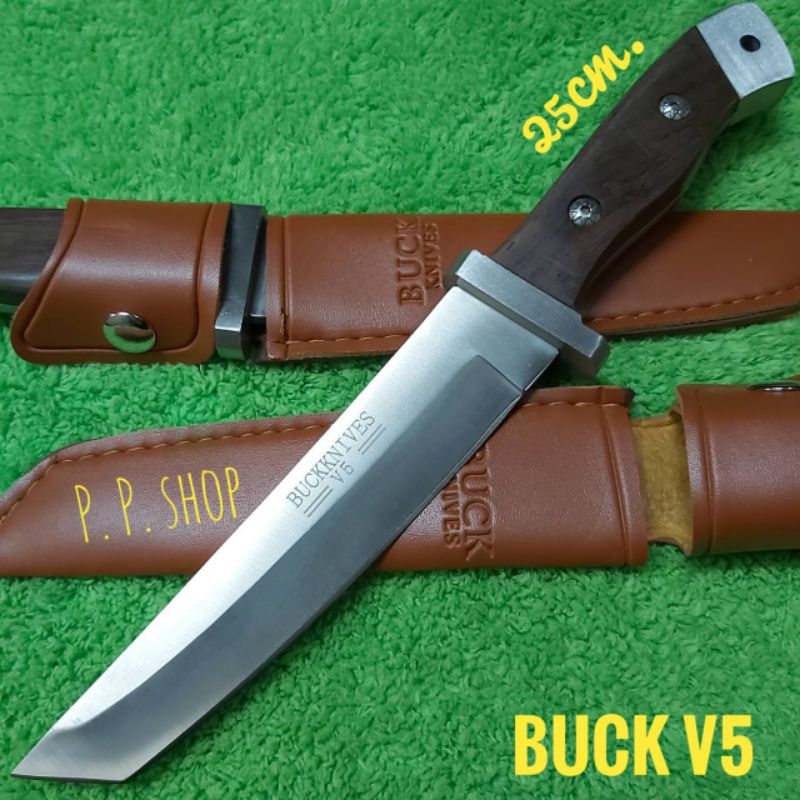 อุปกรณ์เดินป่า มีดพก มีดเดินป่า มีดพกใบตาย BUCK รุ่น V5 ใบเลสด้ามไม้ ...