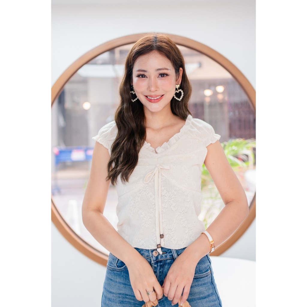 M1277 NEW Arrivals เสื้อครอปผ้ายืดสวย ลายลูกไม้ ทรงน่ารักมากกก MATINEE ...