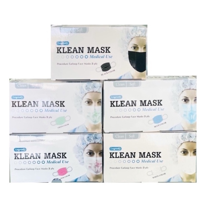 Klean Mask Longmed หน้ากากอนามัย หนา 3 ชั้น จำนวน 1 กล่อง 50 ชิ้น สี ...