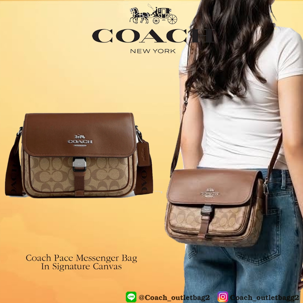 💯Coach Pace Messenger Bag In Signature Canvas | Shopee Thailand