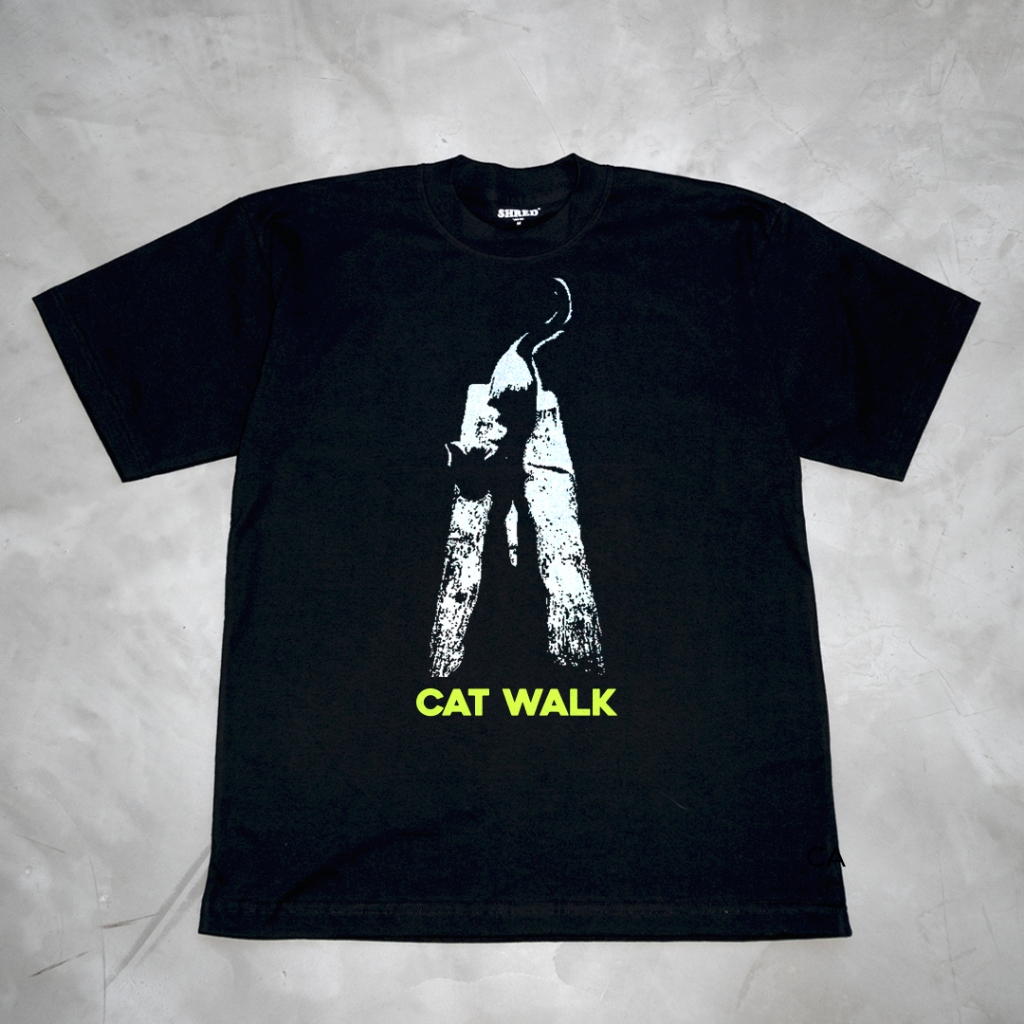 SHRED® - CAT WALK - COTTON100% - เสื้อยืดทรงโอเวอร์ไซส์ลายแมว | Shopee ...