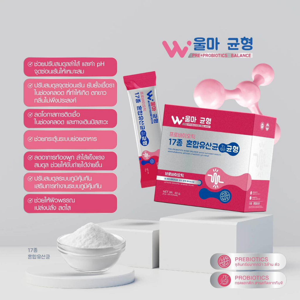 วูม่า บาลานซ์ - Woma' Balance โพรไบโอติก & พรีไบโอติก 1 กล่องบรรจุ20ซอง ...