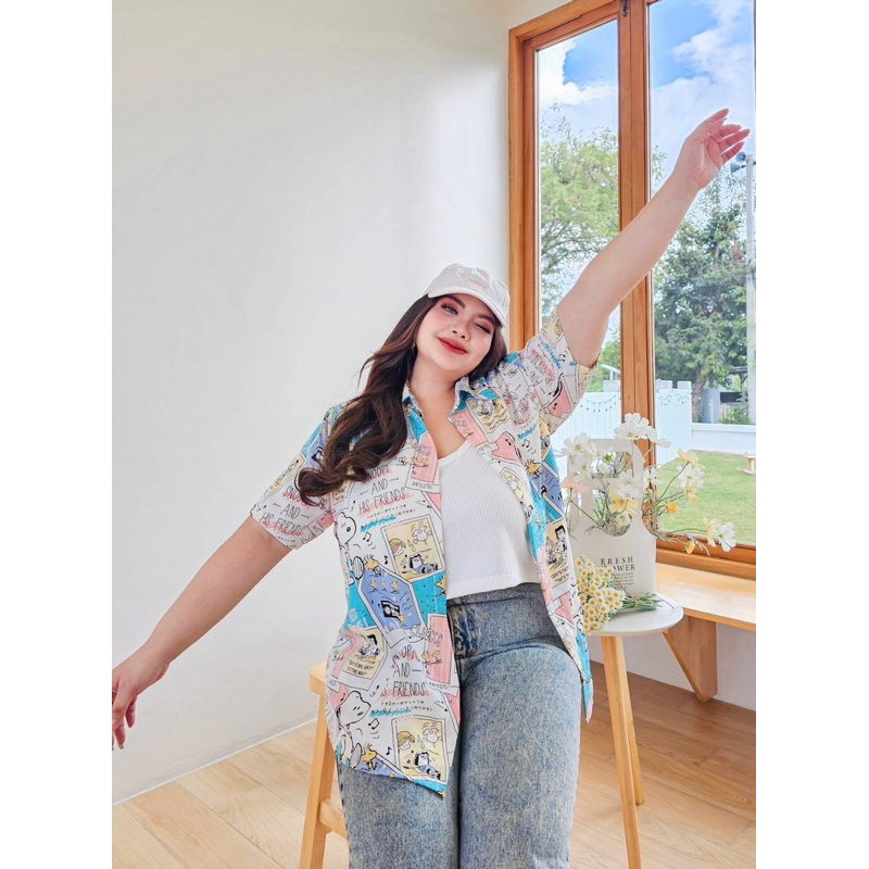 เสื้อเชิ้ตพิมพ์ลายสุดน่ารัก plussize อก 34-60” | Shopee Thailand