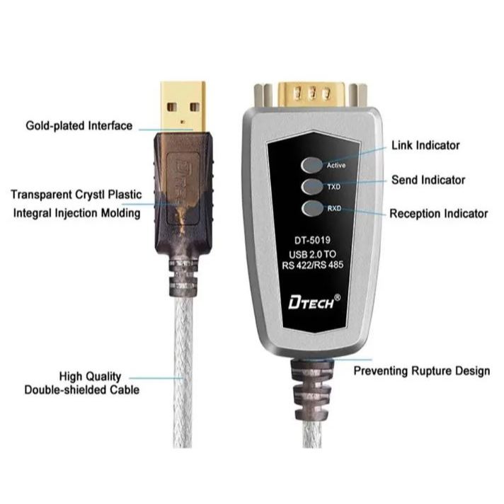 DTECH USB to RS422 RS485 Serial Port Converter สินค้าคุณภาพ /ออกใบกำกับภาษีได้ 485 ZT025 DT-5019 ...