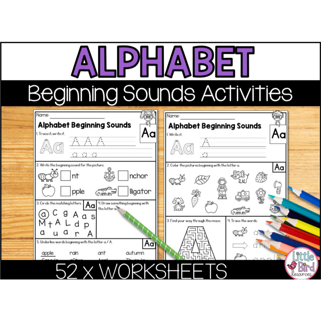 Worksheet Alphabet Beginning Sounds Worksheets Letters A-Z | Shopee ...