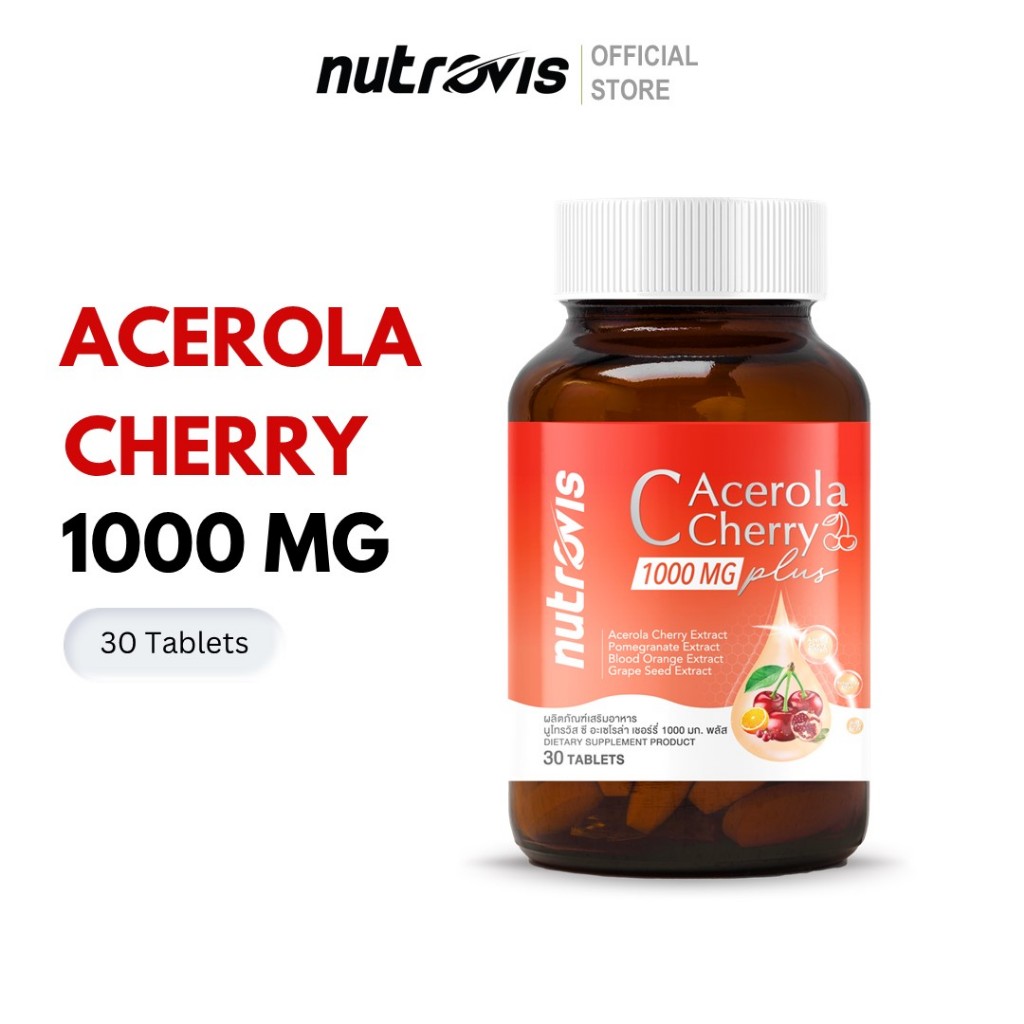 [30 เม็ด] Nutrovis C Acerola Cherry 1000 mg Plus นูโทรวิส ซี อะเซโรล่า ...