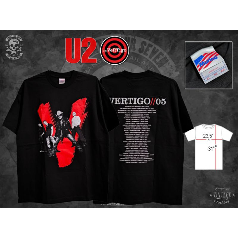 เสื้อวงแท้ U2 Vertigo World Tour 2005 T-Shirt (Dead Stock ) ใหม่มือ ...