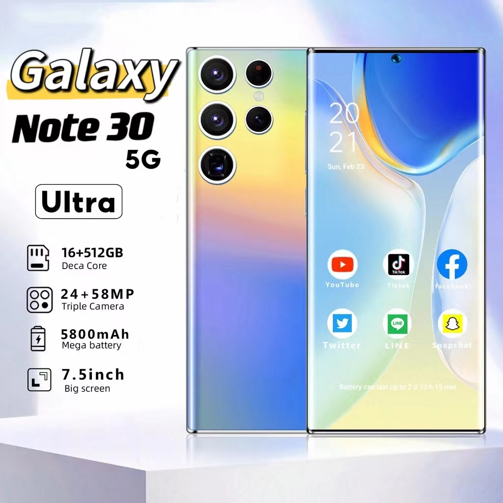 Galaxy note30 Ultra 5G สมาร์ทโฟนหน้าจอ 6.7 นิ้ว 16GB + 512GB รองรับ 2 ...