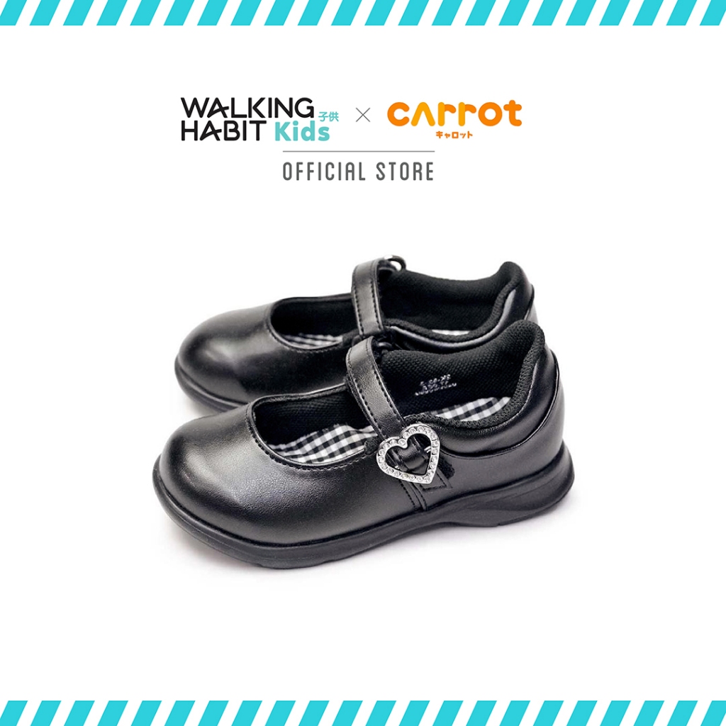 Walking Habit Kids x Moonstar Carrot | รองเท้านักเรียนเด็กผู้หญิง รุ่น CR-C2093 in Black Smooth ...