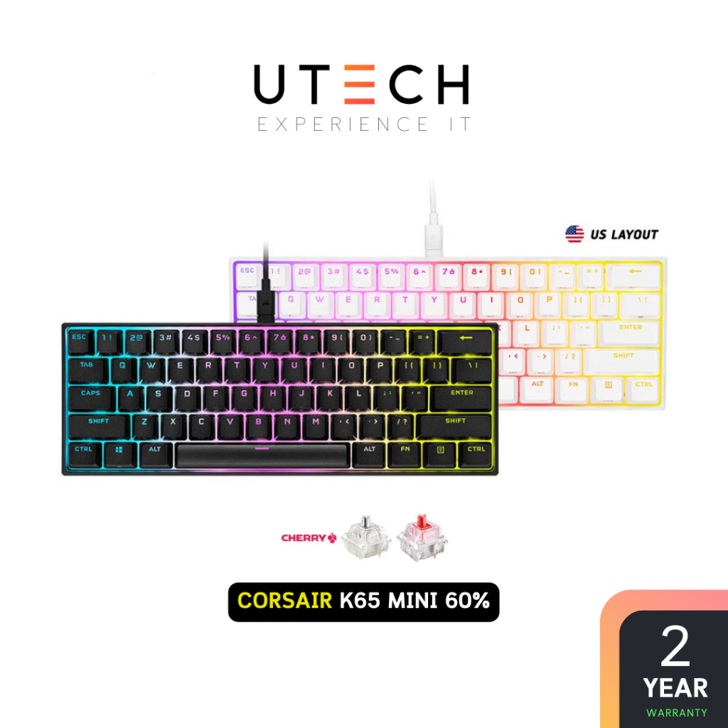 CORSAIR Keyboard K65 RGB MINI 60% US Layout CHERRY MX SPEED/RED Black ...