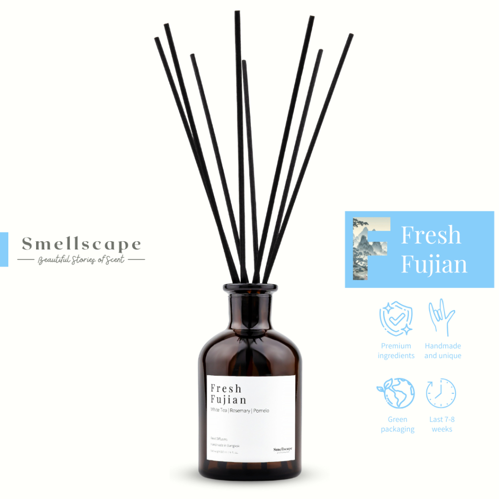 Smellscape 110 ml. ก้านไม้หอมปรับอากาศ กระจายกลิ่น Homemade Reed Diffusers (กลิ่น Fresh Fujian ...