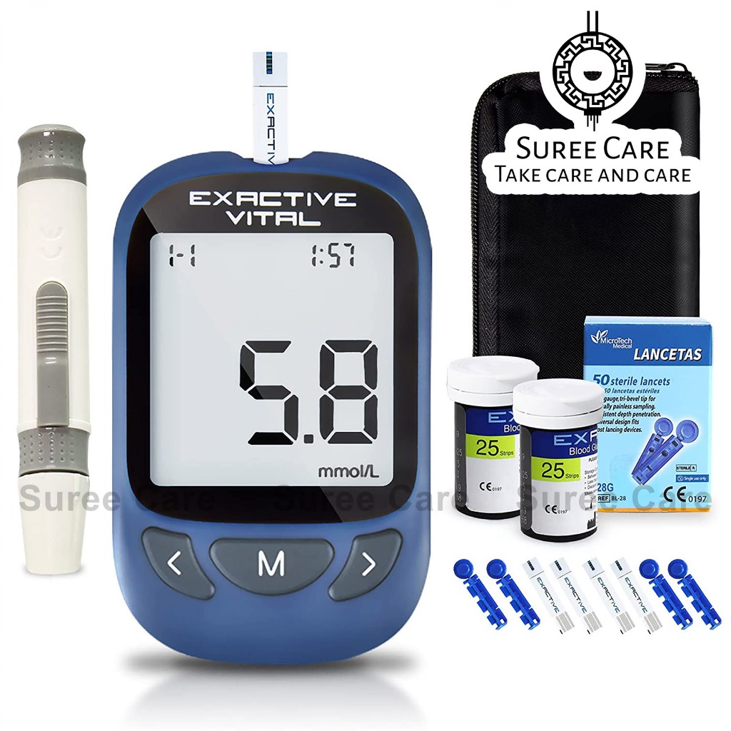 EXACTIVE VITAL เครื่องวัดระดับน้ำตาลในเลือด ตรวจน้ำตาล ตรวจเบาหวาน หน่วย mg/dl รับประกัน 5 ปี ...