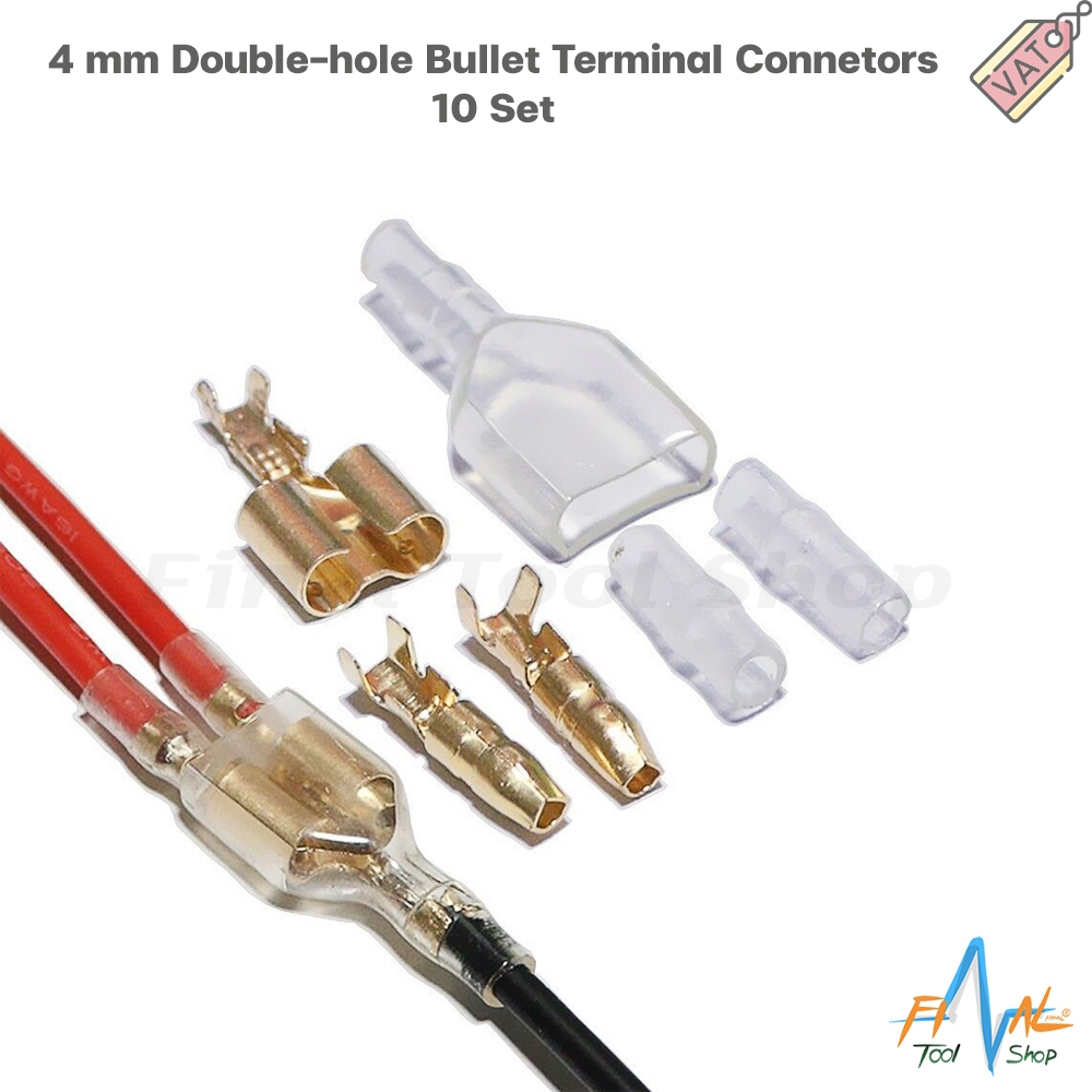 10 Pairs 4mm Double-hole Bullet Terminal Connetors With Clear Sleeve ...