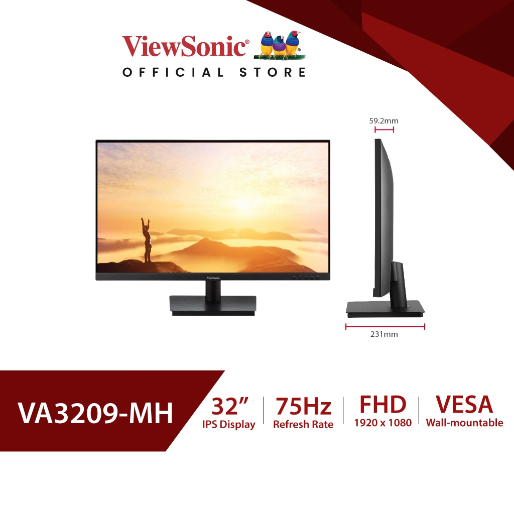 ViewSonic Monitor VA3209-MH / 32" / Full HD / IPS / 75Hz / 4ms (จอ ...