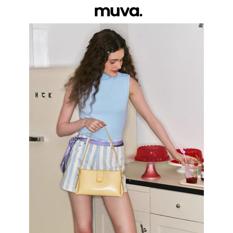 MUVA (โค้ดลด 30% สูงสุด1,000฿) Soft Leather French Underarm Bag ...