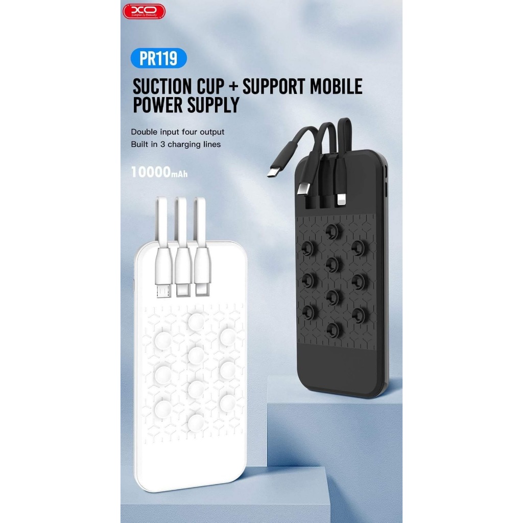 XO PR119 XO Power Bank 10000mAh ที่เก็บสายสามเส้น | Shopee Thailand