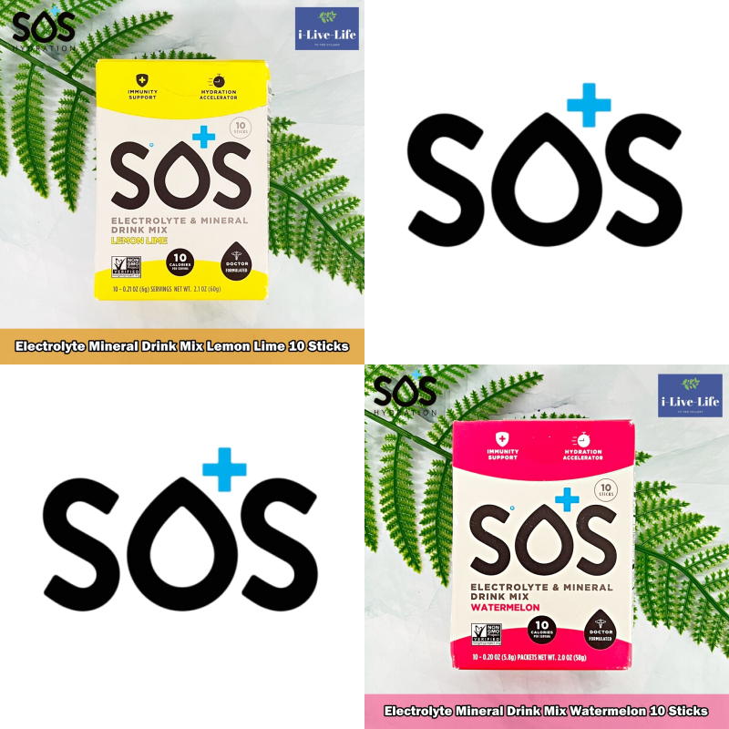 SOS Hydration - Electrolyte Mineral Drink Mix Lemon Lime or Watermelon ...