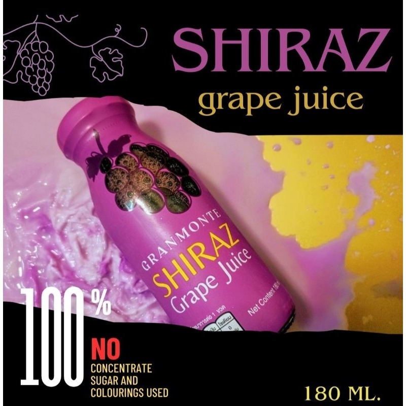 SHIRAZ Grape juice น้ำองุ่นชีราสแท้ 100% ตรากราน-มอนเต้ 180 ml ...