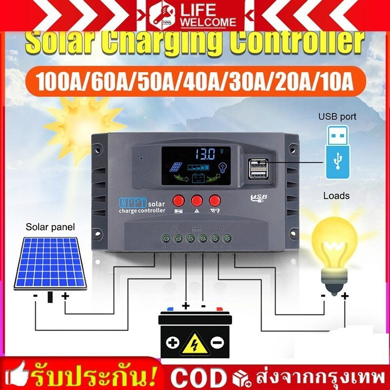 MPPT solar charger controlle 30A/60A/100A ชาร์จเจอร์ 12v24v ชาจเจอร์โซล่า โซล่าชาร์จเจอร์ โซล่า ...