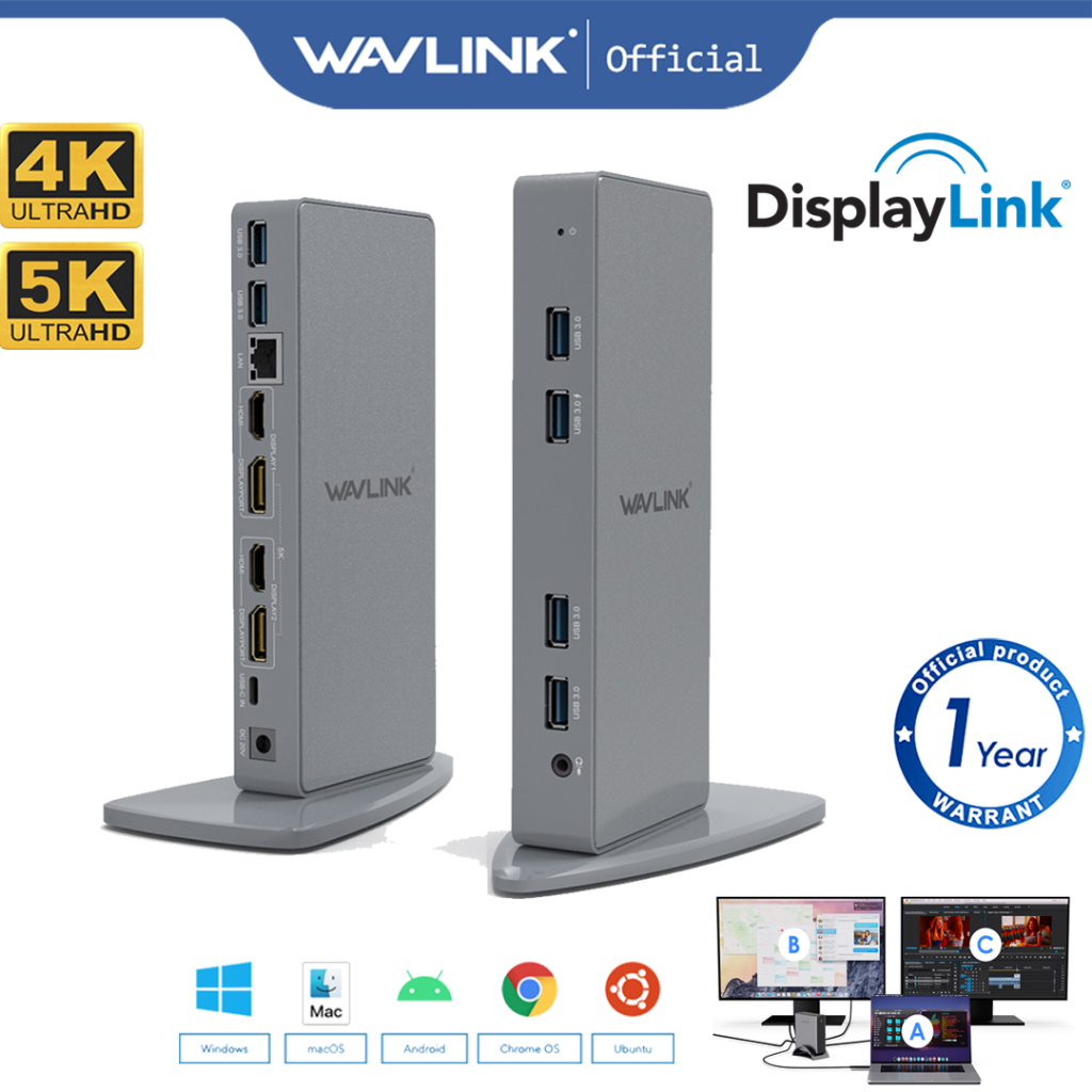 Wavlink รุ่น UG69DK7 USB C Vertical Aluminum Ultra 5K Dual 4K HD ...