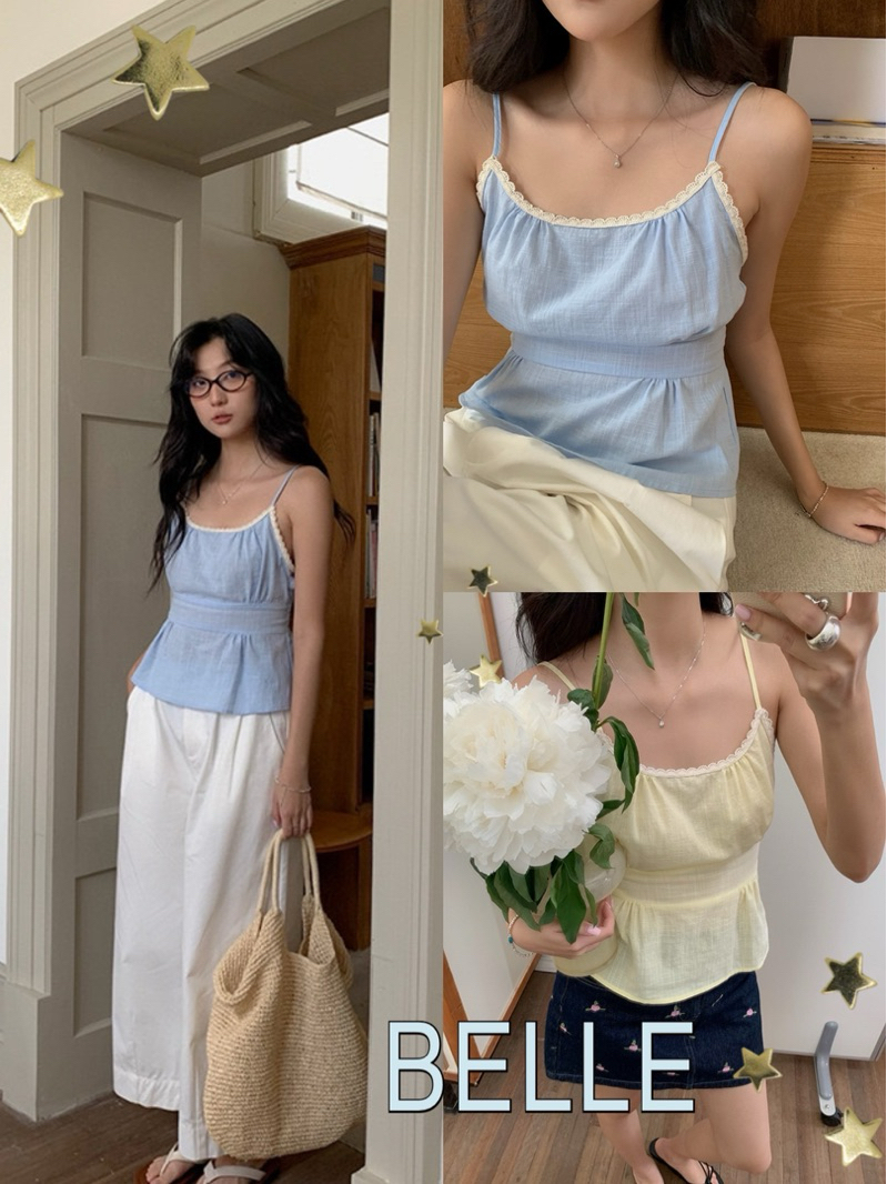cpjgirlxx | Belle cami top (2col) - [SS24] เสื้อสายเดี่ยวผ้าลินิน แต่งลูกไม้ ซัมเมอร์ | Shopee ...