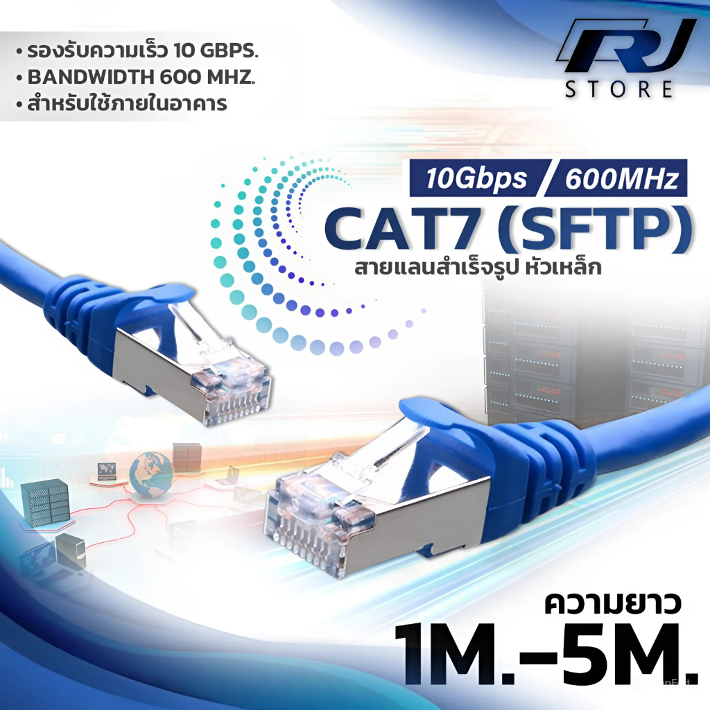 LAN cable CAT7 Indoor SFTP เข้าหัวสำเร็จรูป หัวเหล็ก สายอินเตอร์เน็ต ...