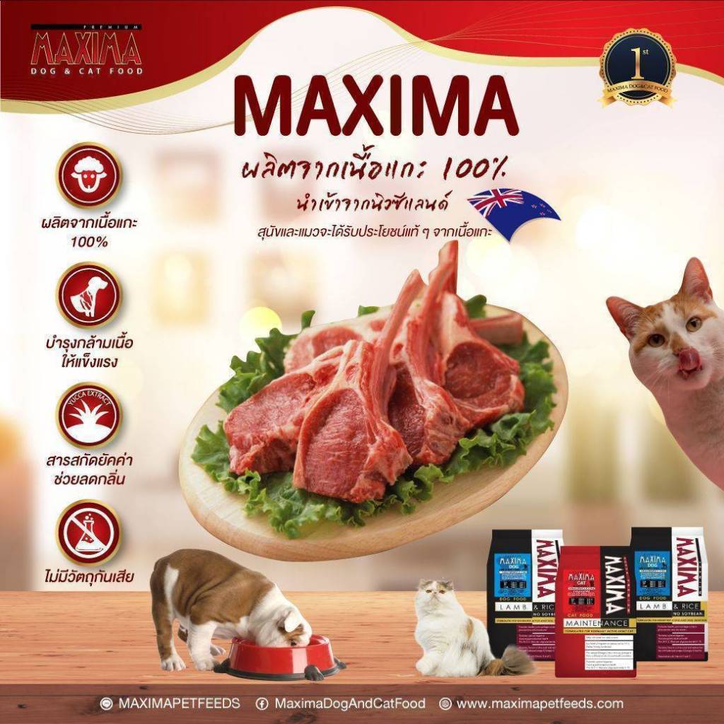 Maxima Cat Food อาหารเม็ดสำหรับแมว เกรดพรีเมี่ยมสูตรเนื้อแกะ บรรจุ 1kg ...