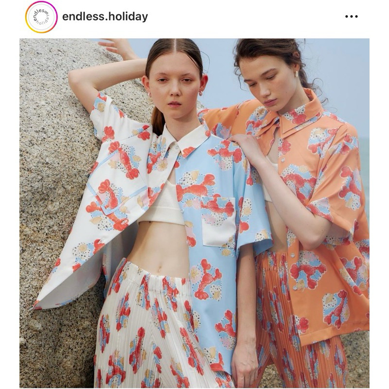 Endless holiday เสื้อเชิ๊ตกุ้งทูโทน | Shopee Thailand