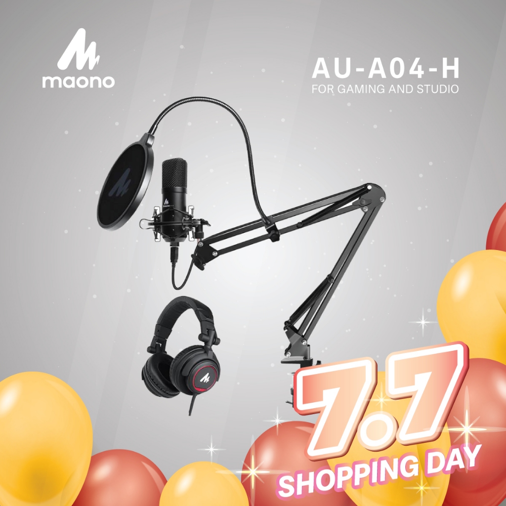 MAONO AU-A04H Microphone with Studio Headphone Set Black FOR GAMING AND ...