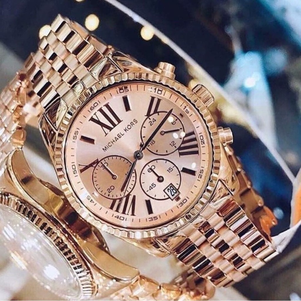 นาฬิกา MICHAEL KORS Lexington Chronograph Rose Gold Dial - Rose Gold ...