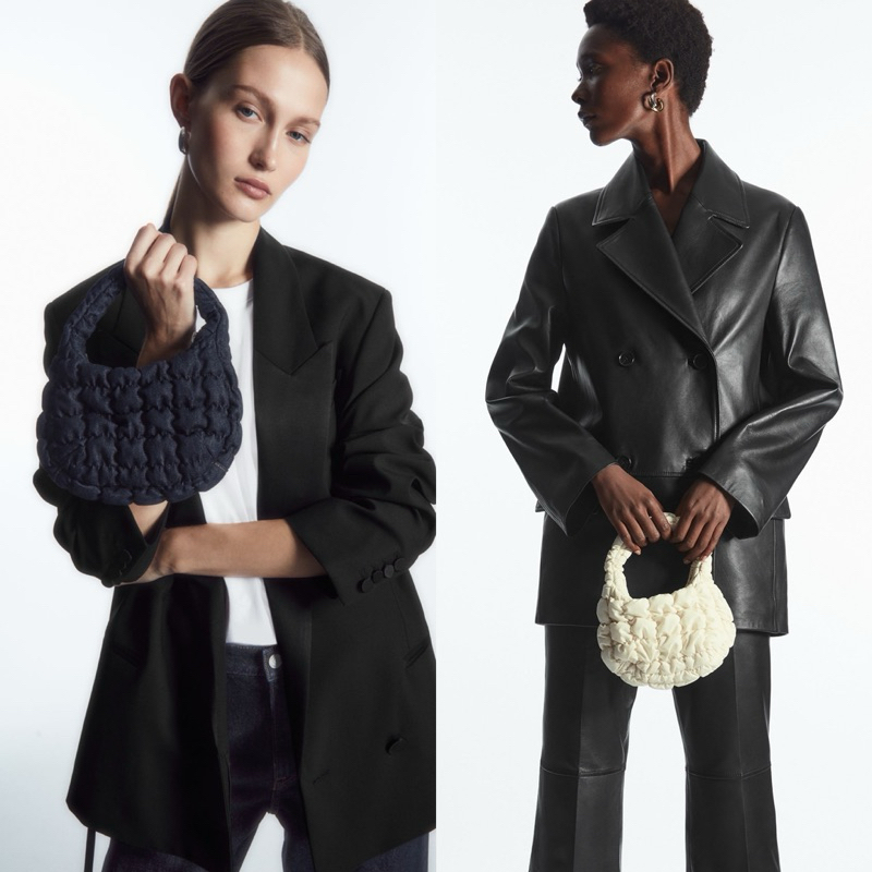 (พร้อมส่ง) COS Quilted Micro Bag - Denim/White | Shopee Thailand