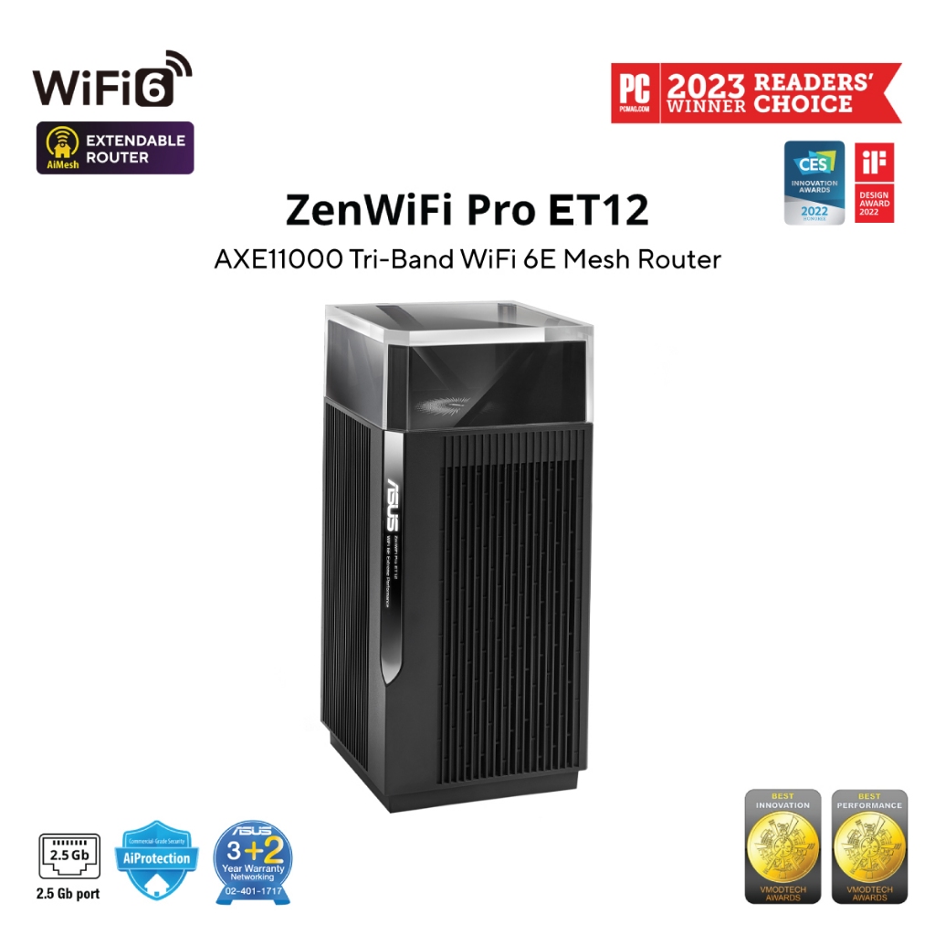 ASUS ZenWiFi Pro ET12 AXE11000 Tri-Band WiFi6E Mesh Router (1PK) 6G Hz ...