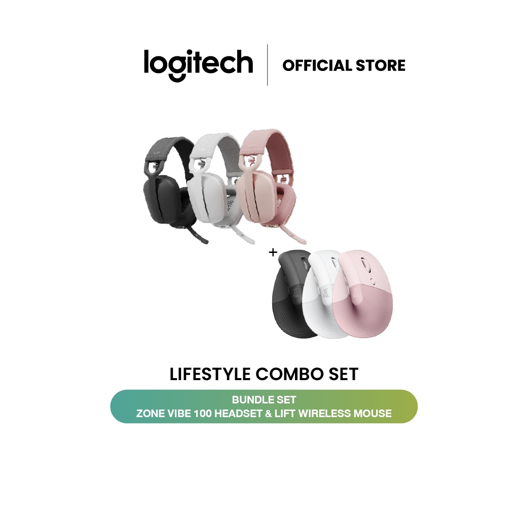 Logitech SET Zone Vibe 100 + Logitech Lift Vertical Ergonomic Wireless ...