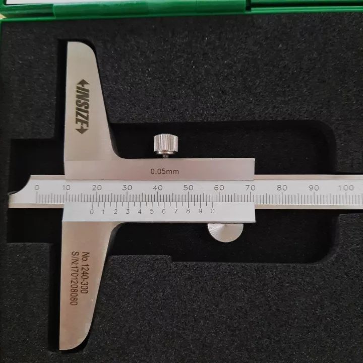 เวอร์เนียร์วัดลึก 12 นิ้ว ความละเอียด 0.05 มิล Vernier Depth Gage 0-300mm ; 0.05mm INSIZE 1240 ...