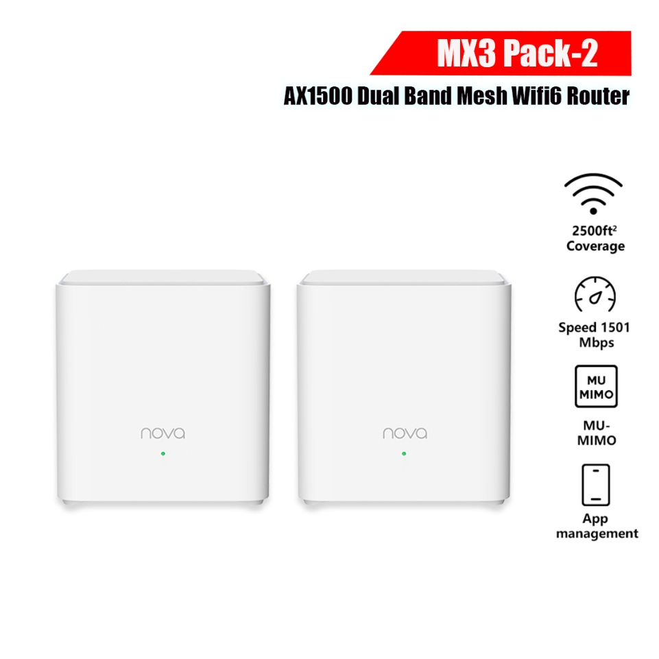 Tenda Nova MX3 AX1500 Dual Band Mesh Wifi6 Router Whole Home WiFi ...