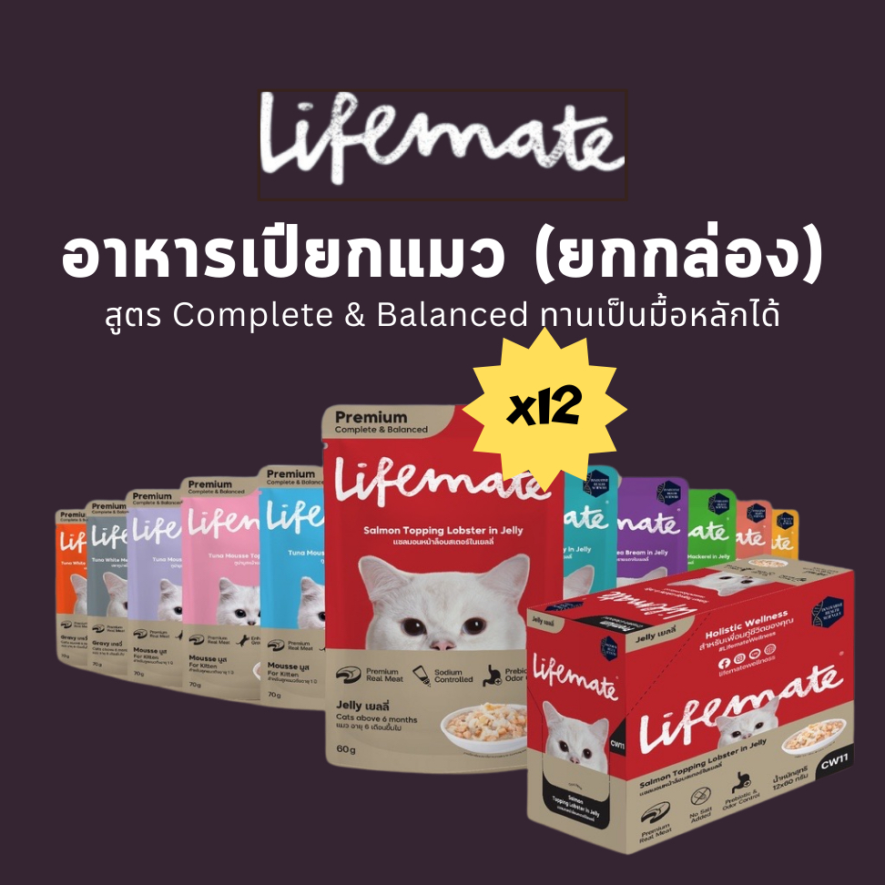 [ยกกล่อง] Lifemate อาหารเปียกแมว สูตร Complete and Balanced ขนาด 70 g. (x12 ซอง) | Shopee Thailand