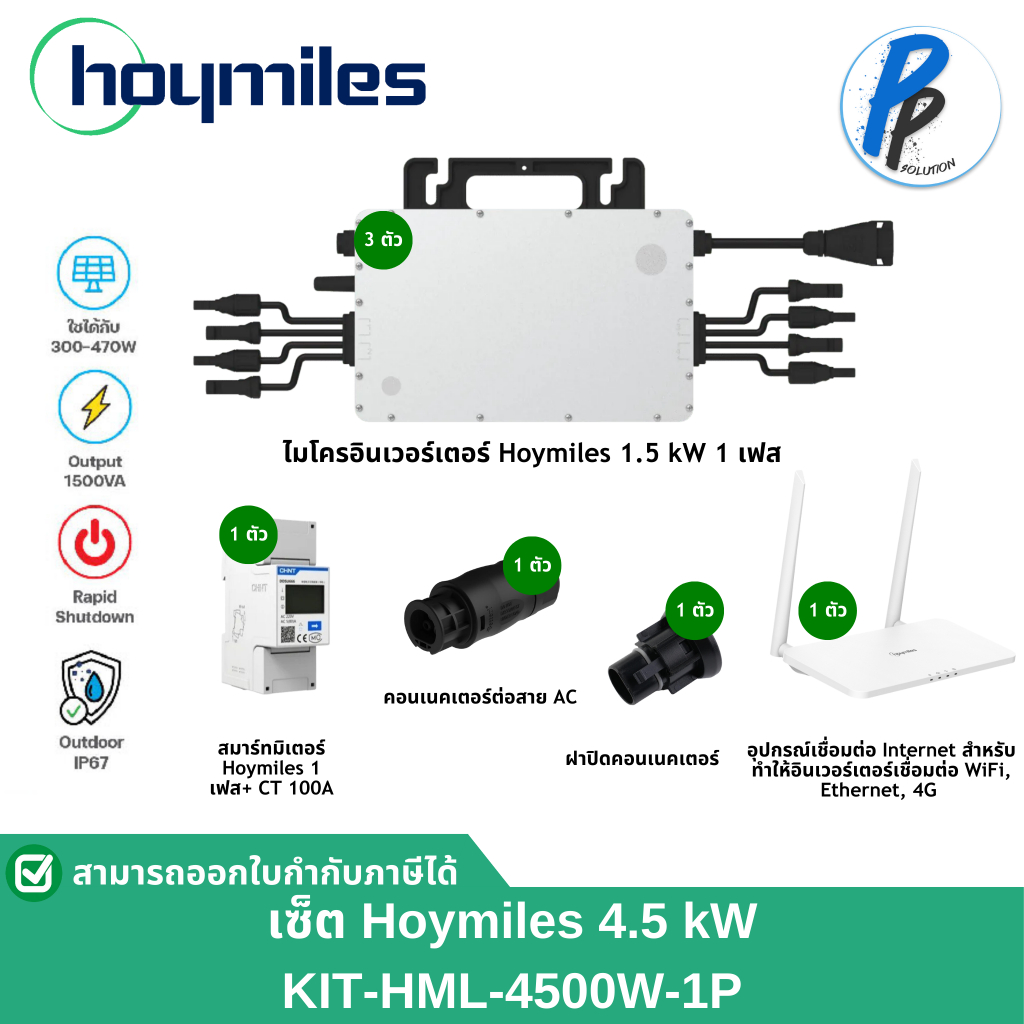 Hoymiles Microinverter HM-1500 Solar Micro Inverter Set 4.5 Kw ของแท้ ...